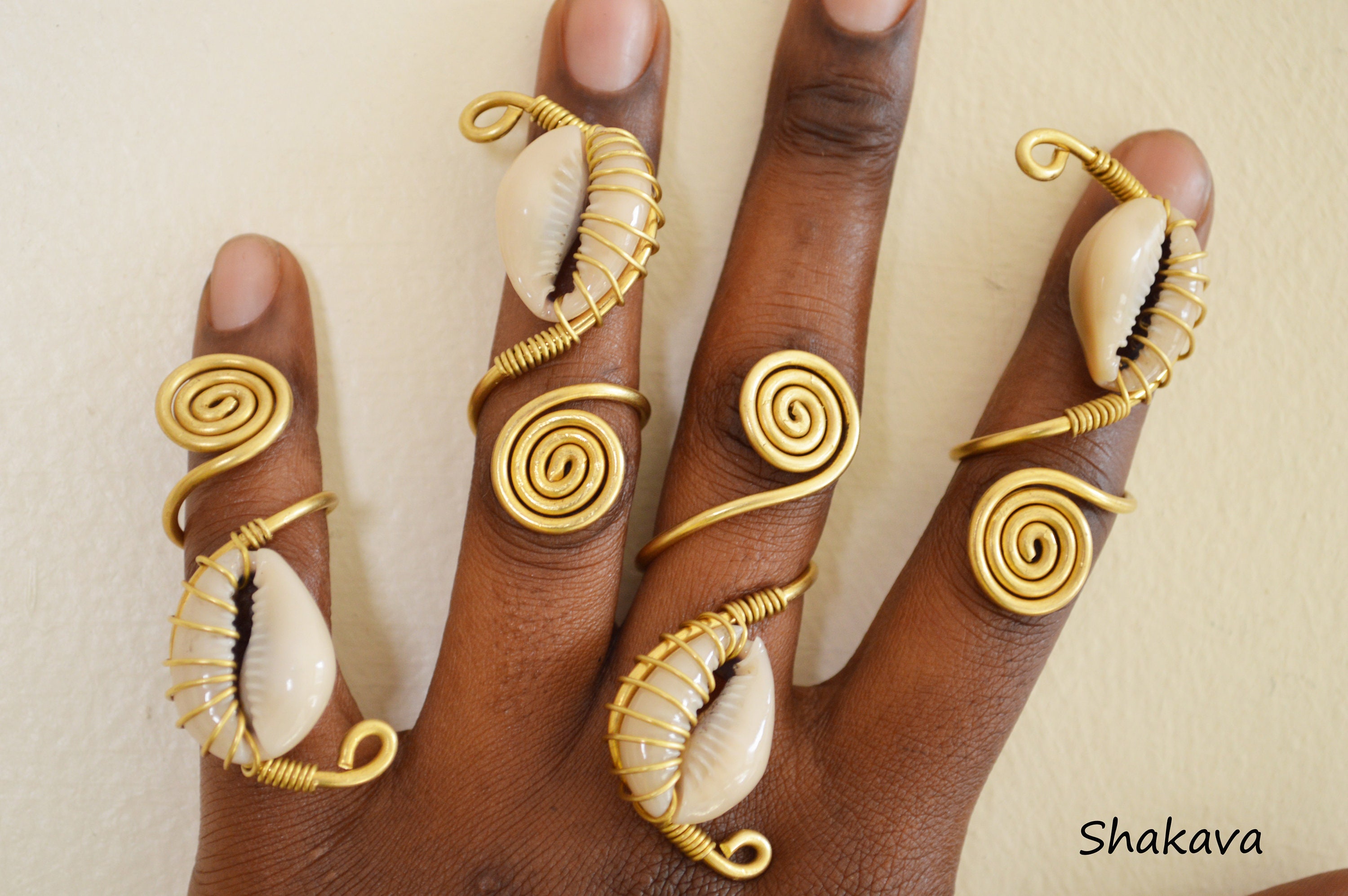 African Cowrie Shell Rings Tribal Rings African Jewelry - Etsy
