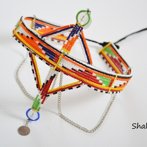 African Maasai Jewelry Beaded Head Gear African Tribal Face Jewelry ...