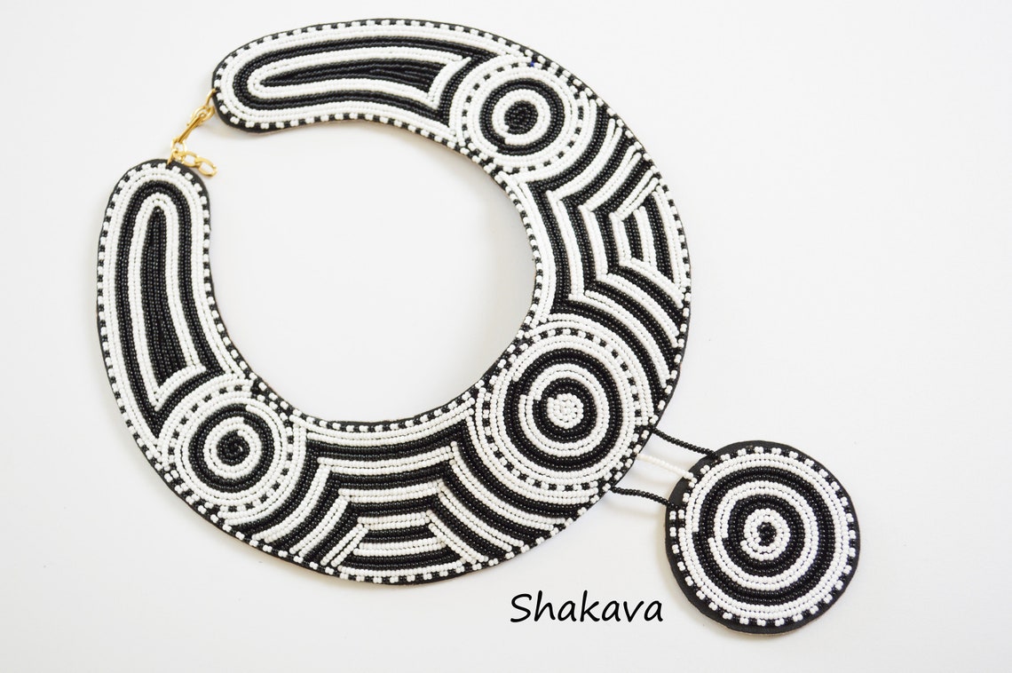 African Beaded Pendant Necklace Tribal Collar Handmade Jewelry - Etsy