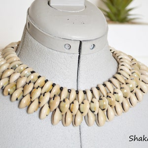 African Shell Necklace Cowrie Shell Jewelry Collar Necklace Handmade ...