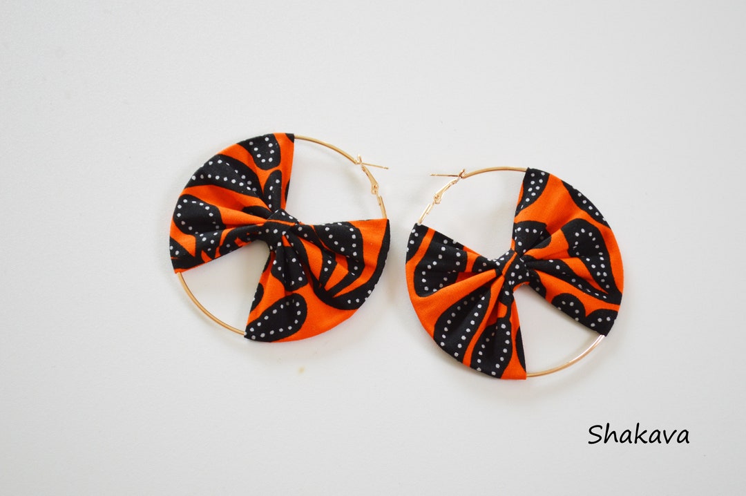 African Print Fabric Earrings Handmade Bow Tie Earrings Tribal - Etsy