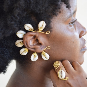 African Cowrie Shell Ear Cuffs Handmade Tribal Ear Cuffs Unique African ...