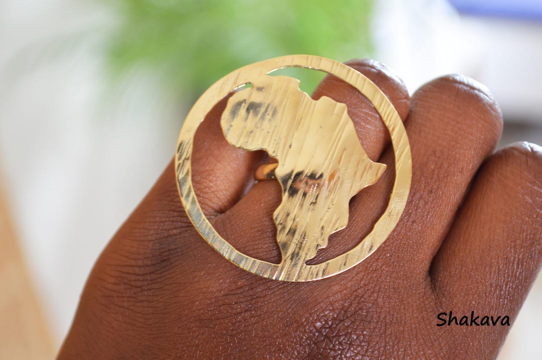 African Map Brass Ring Metal Rings African Jewelry Handmade Metal Rings ...