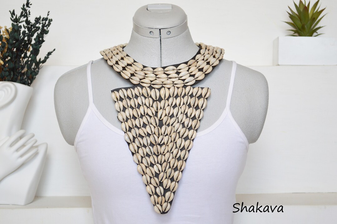 African Cowrie Necklace Shell Collar Necklace Handmade - Etsy