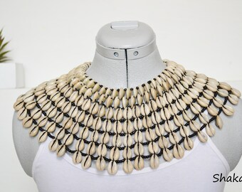 African Cowrie Shell Collar Necklace Handmade Designer - Etsy