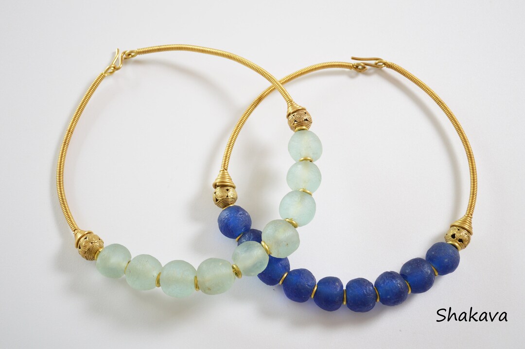 West African Jewelry Brass and Glass Necklace Handmade Designer ...