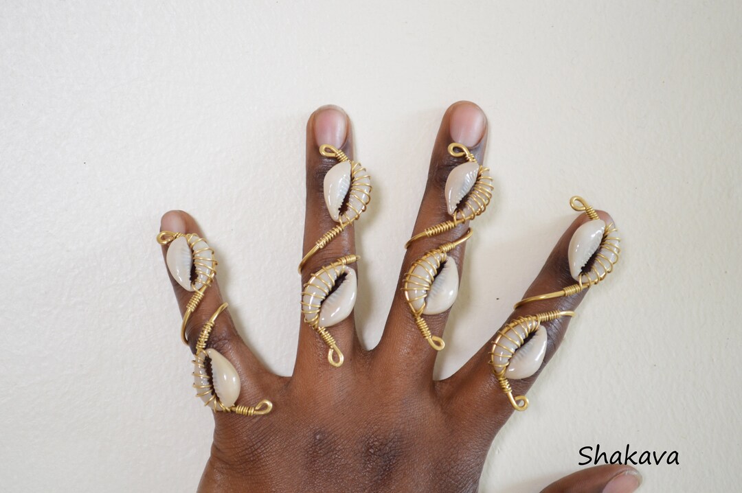 African Cowrie Shell Rings Tribal Rings African Jewelry Adjustable ...