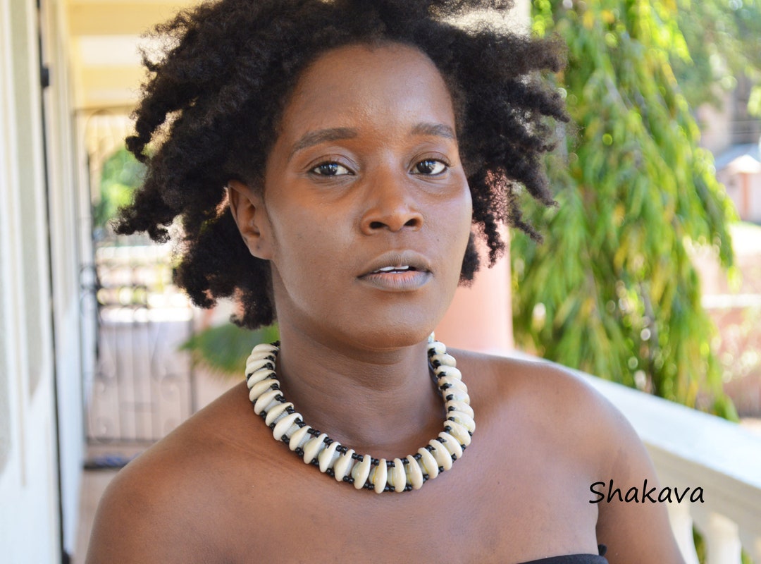 African Shell Necklace Cowrie Shell Jewelry Collar Necklace Handmade ...