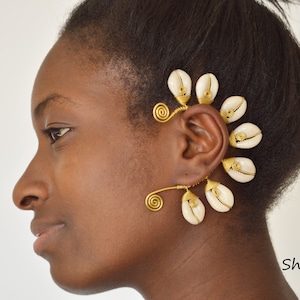 African Cowrie Shell Ear Cuffs Handmade Tribal Ear Cuffs Unique African ...