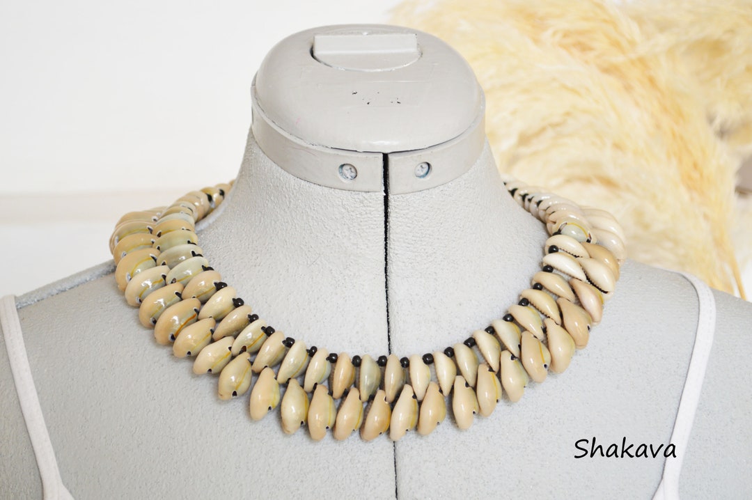 African Shell Necklace Cowrie Shell Jewelry Collar Necklace Handmade ...