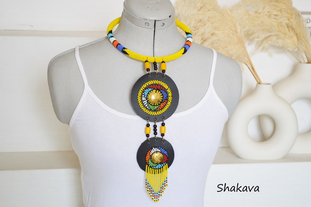 African Beaded Necklace Zulu Tribal Necklace African Fashion Jewelry ...