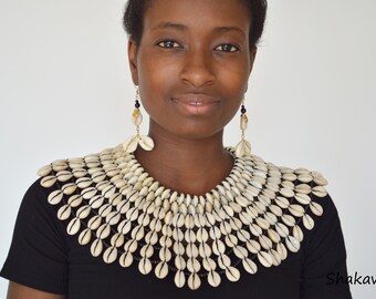 African Cowrie Shell Collar Necklace Handmade Designer Necklace African ...