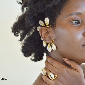 African Cowrie Shell Ear Cuffs Handmade Tribal Ear Cuffs Unique African ...