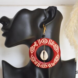 African Calabash Earrings Cowrie Shell Earrings Handmade Statement ...