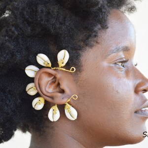 African Cowrie Shell Ear Cuffs Handmade Tribal Ear Cuffs Unique African ...