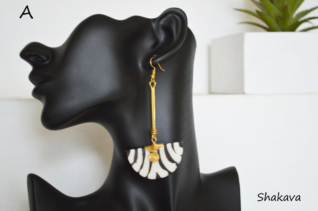 African Bone Earrings Handmade Trendy Earrings Tribal Earrings African ...