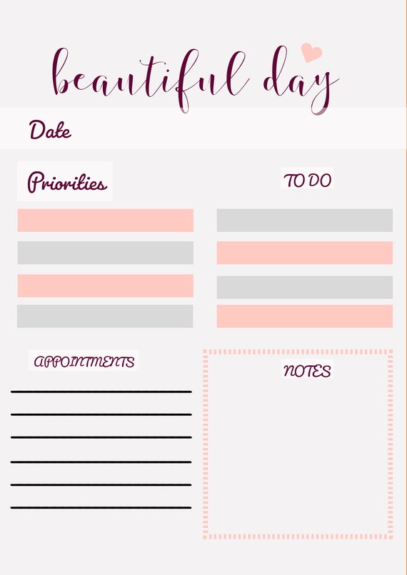 A4 Printable Daily Desktop Planner - Etsy
