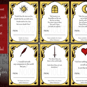 Printable Shakespeare Valentines (gold) || Shakespeare Quote Valentines ...