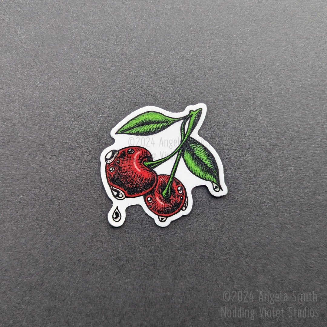 Small Cherries: 2.5 Inch Vinyl Sticker || Cherry Sticker, Laptop Decal ...