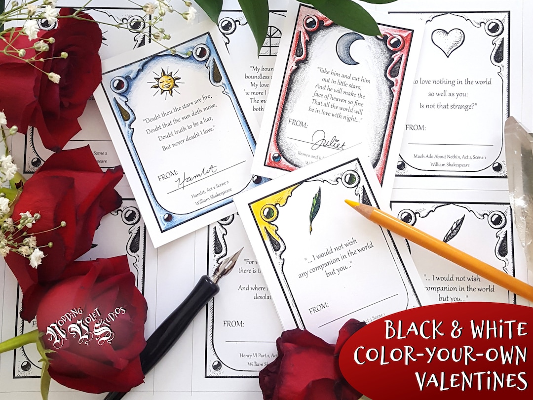 Printable Shakespeare Valentines blank Color-in Shakespeare Quote ...