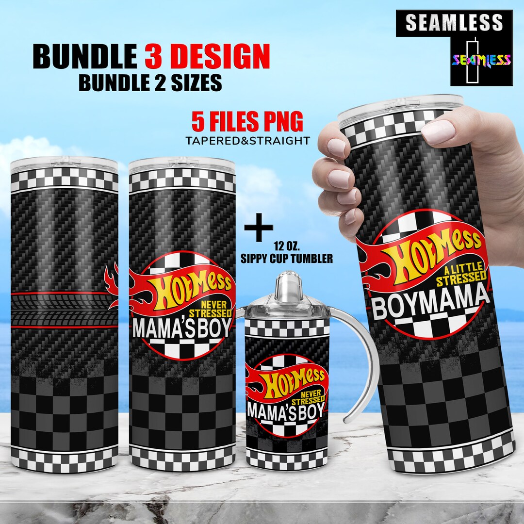 Hot Mess Boy Mama, Race Mama's Boy Tumbler Png Wrap Set, Sublimation ...