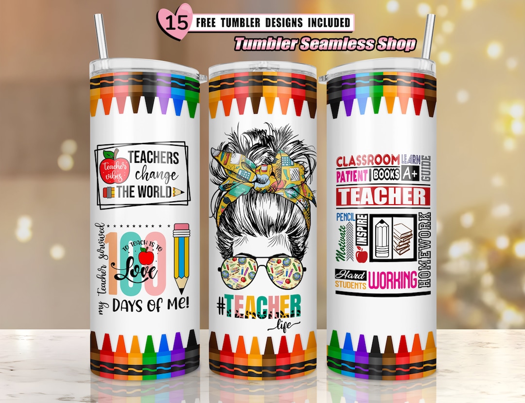 Teacher Tumbler, 20 Oz Skinny Tumbler Bundle, Teacher Life Back to ...