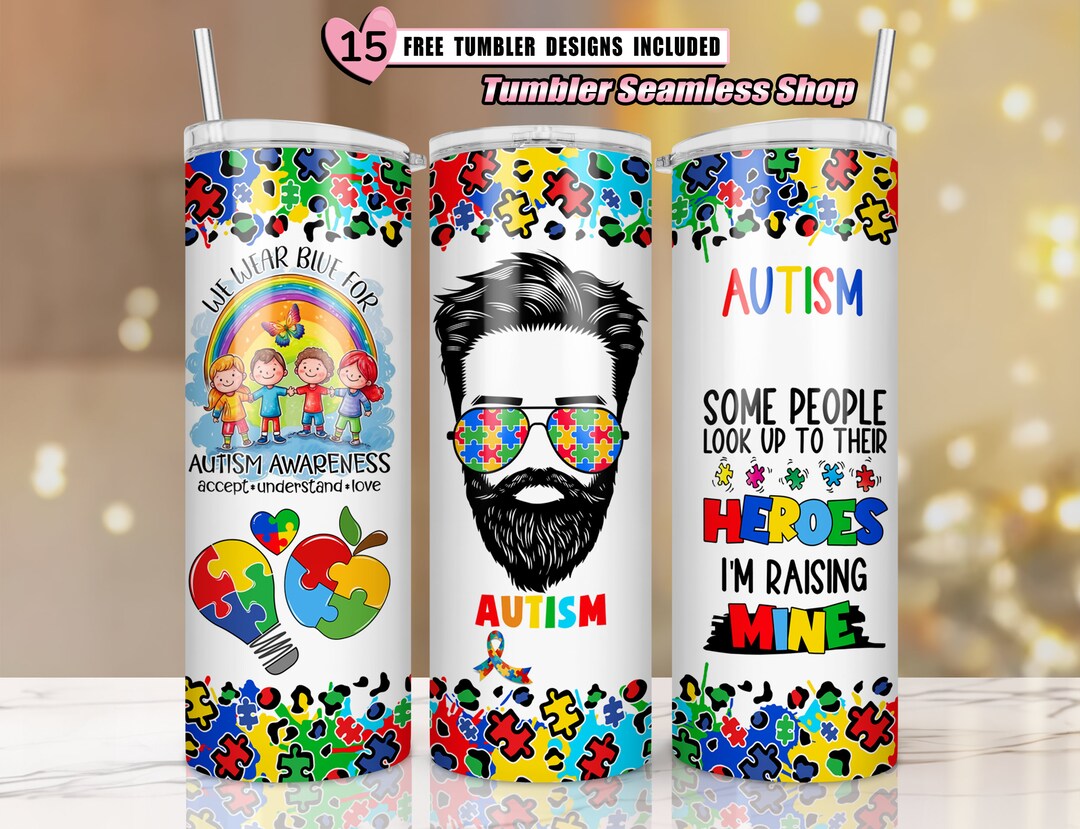 Autism Dad Tumbler Wrap 20oz Skinny Tumbler Autism Wrap PNG, Autism ...
