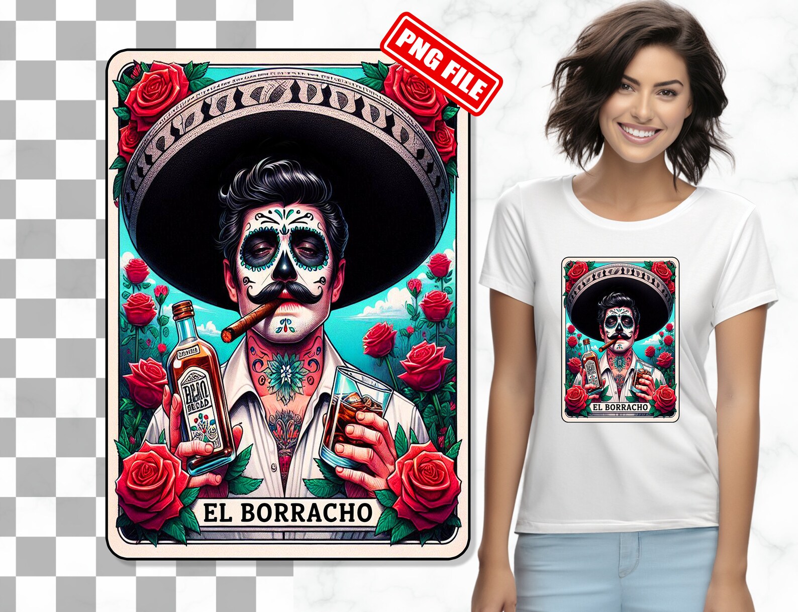 El Borracho Latino PNG, Chicano PNG - Tarot Card Digital Files - Dtf ...