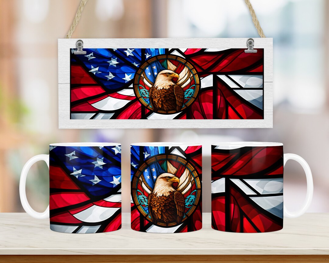 American Flag Glass, Mug Tumbler Wrap, 11oz and 15oz Mug Sublimation ...