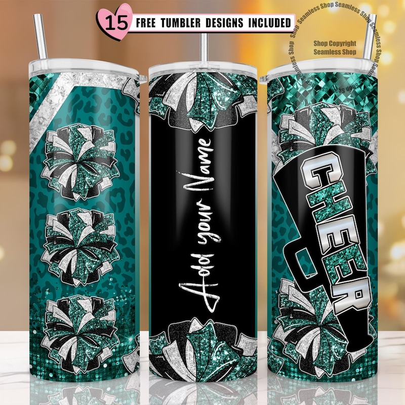 Teal Black White Cheer Svg - Etsy