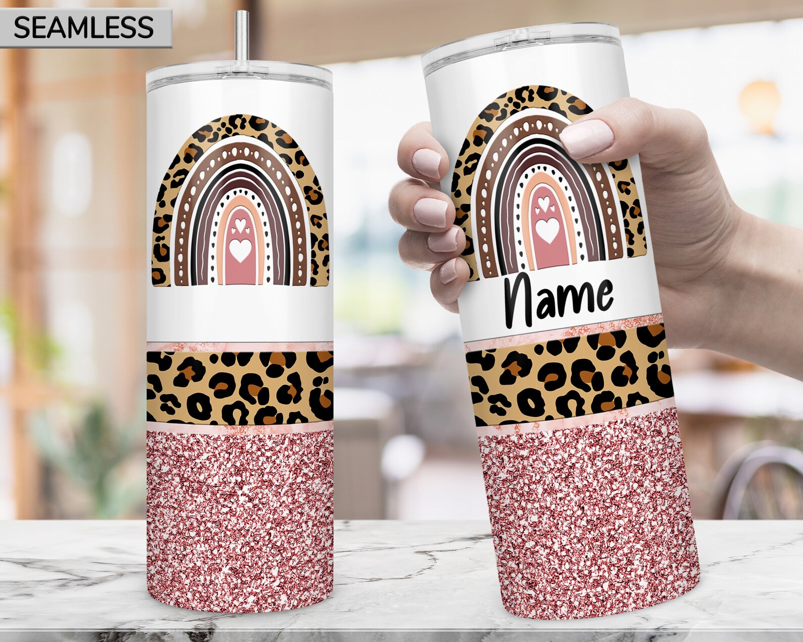 Boho Rainbow Design Blank Leopard Boho Rainbow Tumbler Png - Etsy