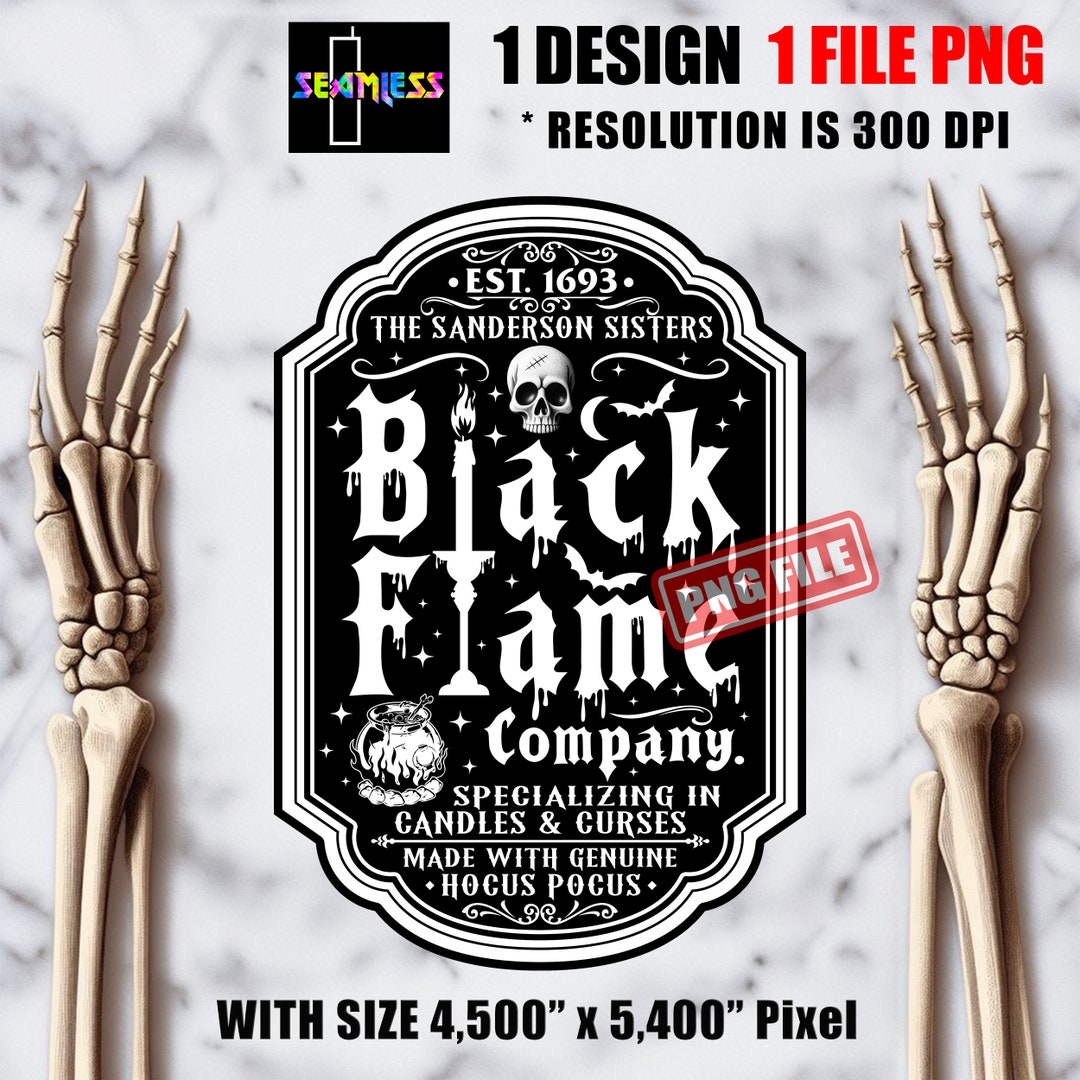 Black Flame Company Label Parody PNG Sanderson Sisters Witches Witch Halloween Candles Curses ...