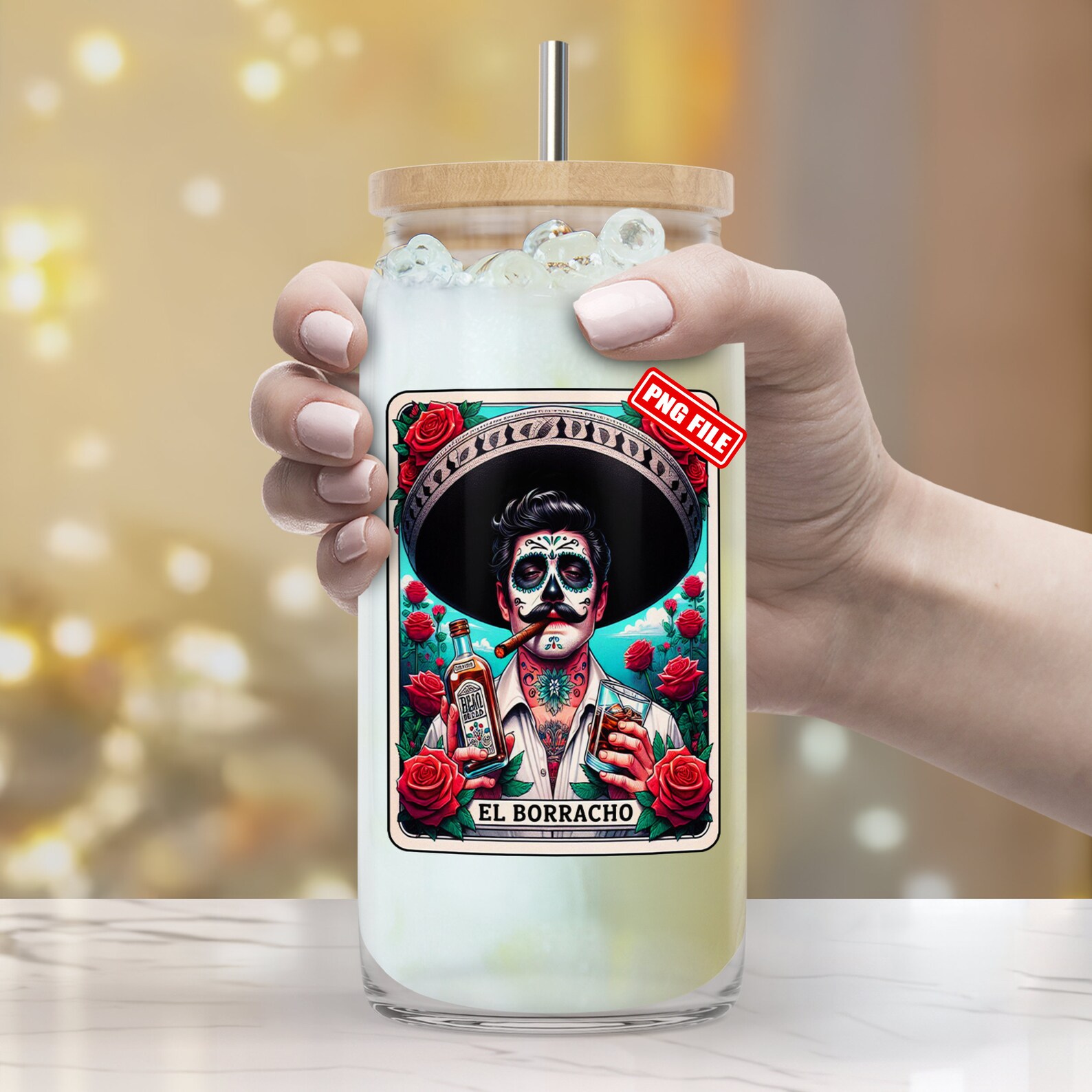 El Borracho Latino PNG, Chicano PNG - Tarot Card Digital Files - Dtf ...