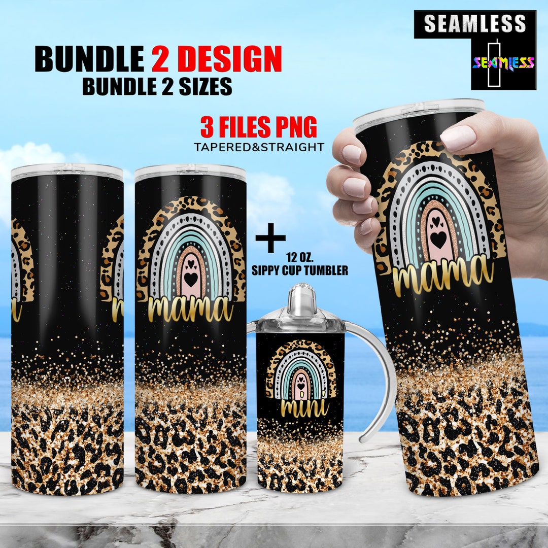 Mama and Mini Leopard Boho Rainbow Tumbler Png Wrap Set | Sublimation ...