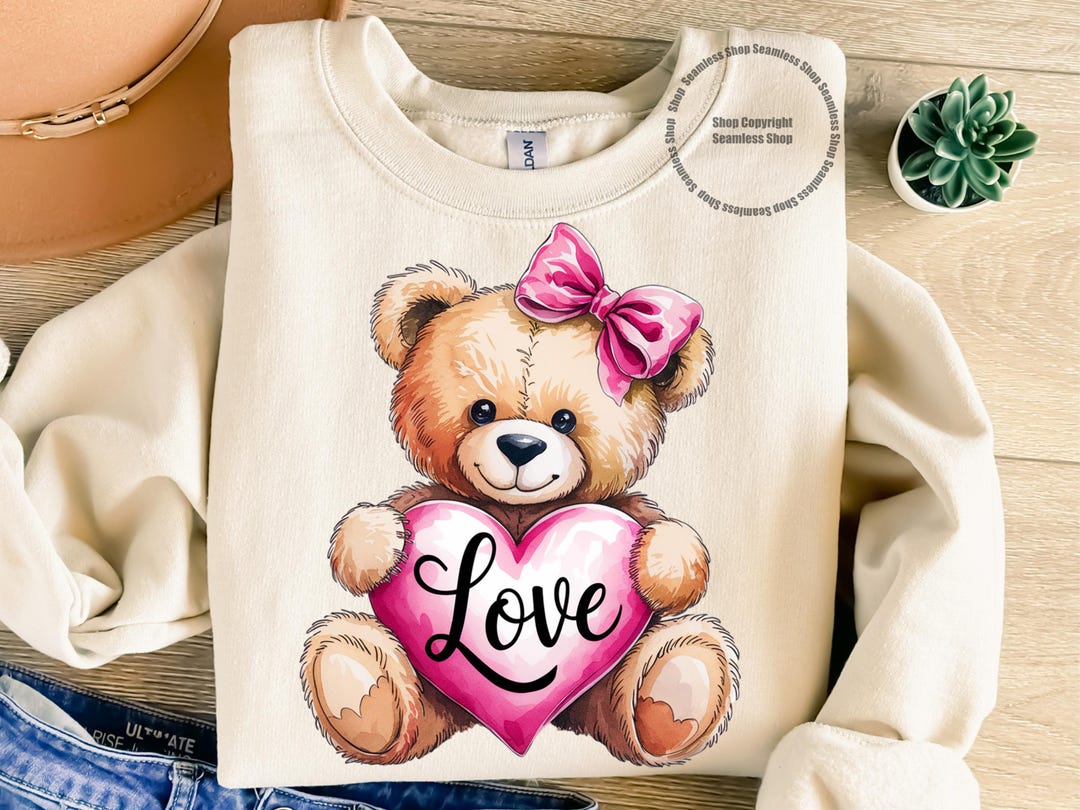 Valentine's Day Bear Sublimation PNG, Digital Download Only, Teddy With ...
