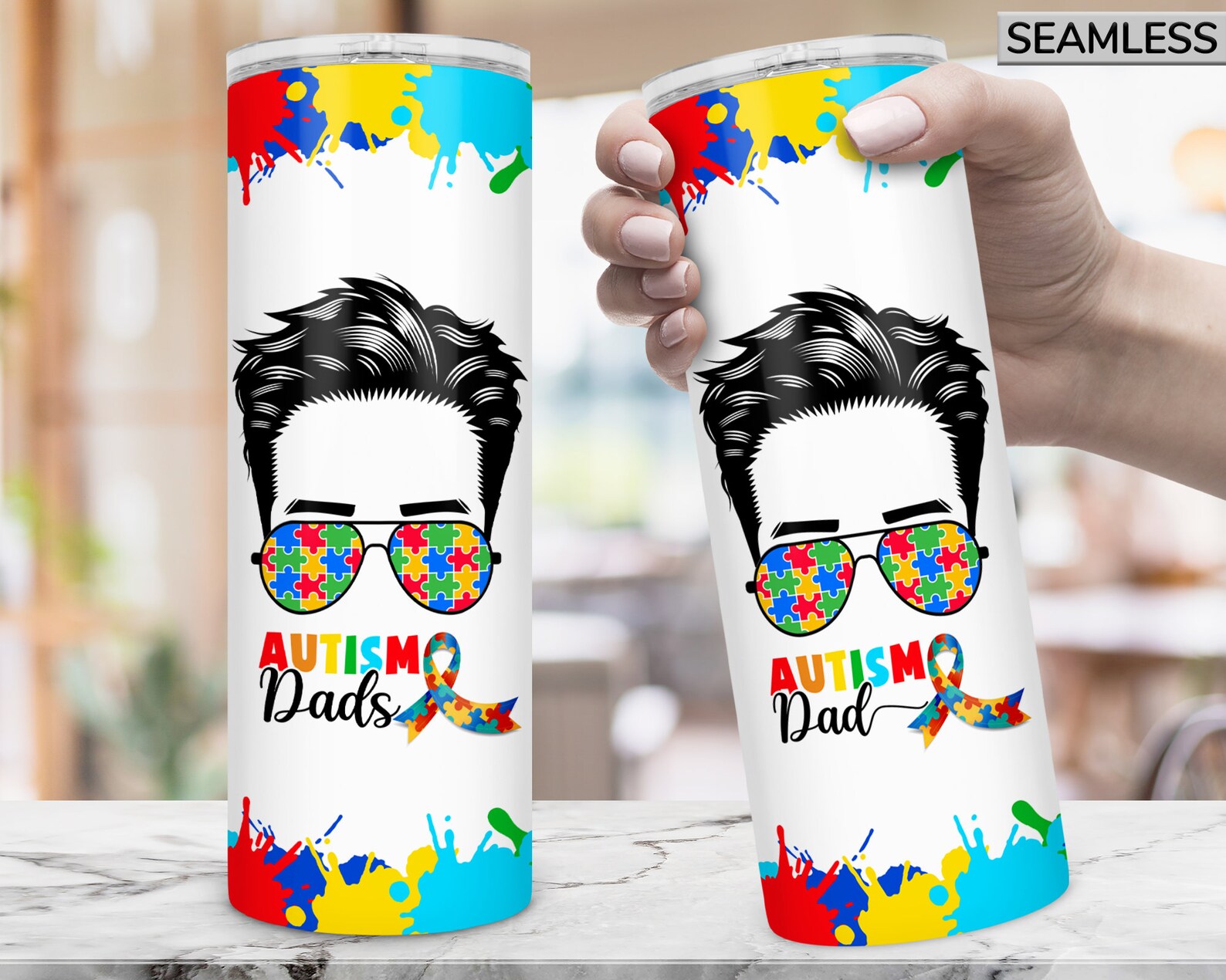 Autism Dad Tumbler Wrap 20oz Skinny Tumbler Autism Wrap PNG, Autism ...