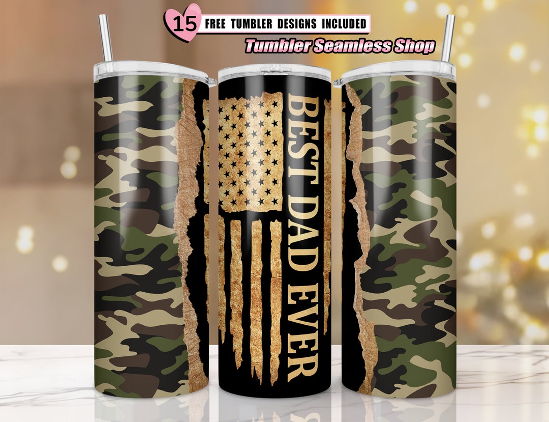 Father's Day Tumbler PNG, USA Best Dad Ever SEAMLESS Sublimation ...