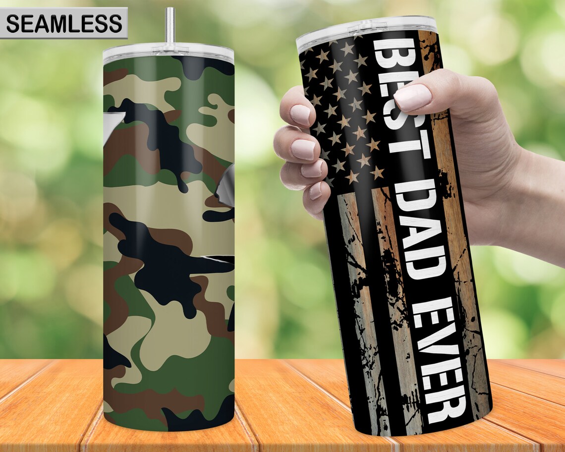Father's Day Tumbler PNG USA Best Dad Ever Seamless - Etsy