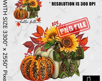 Pumpkin Leopard Png, Hello Fall Leopard Pumpkin Sublimation Design ...