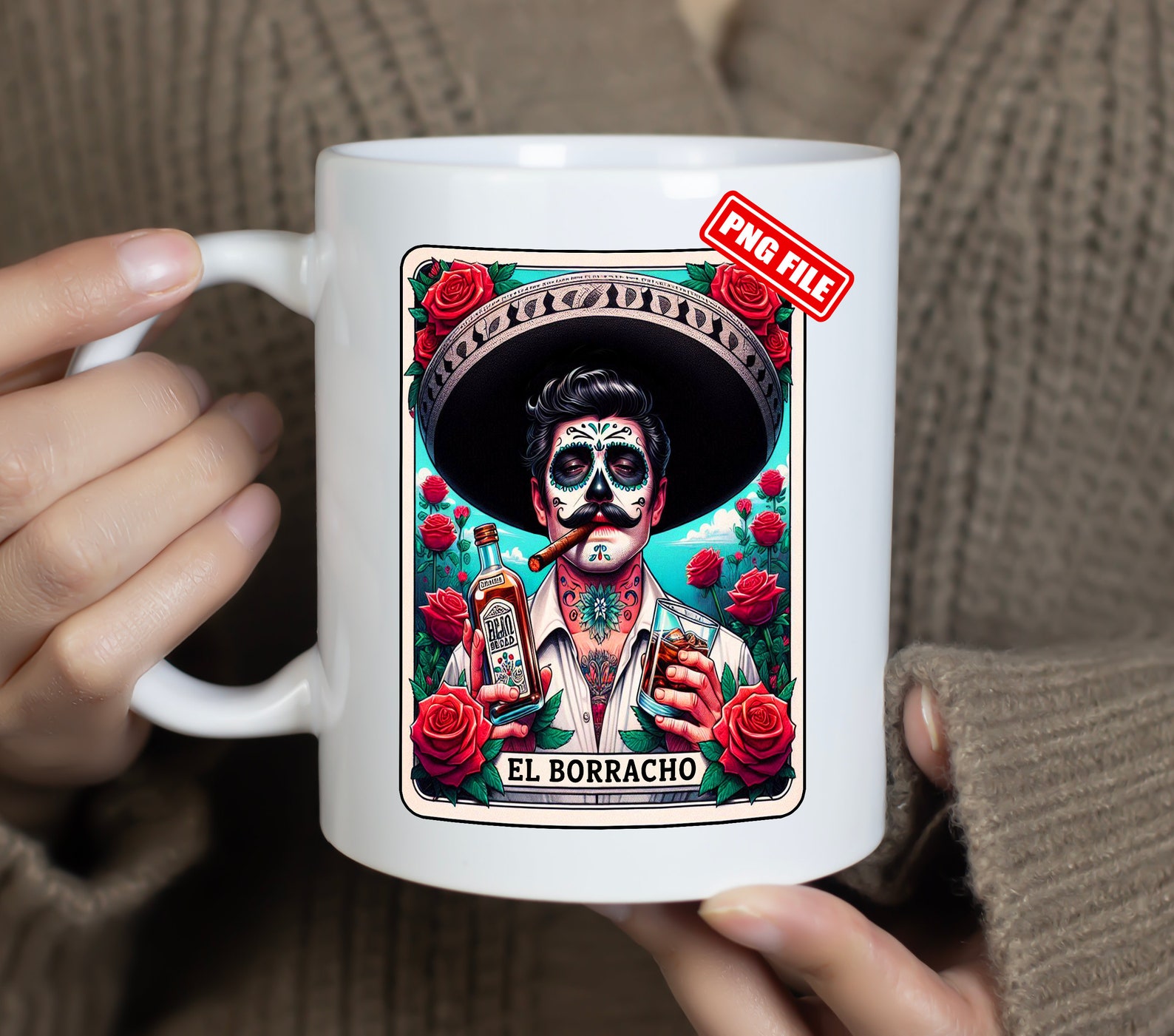 El Borracho Latino PNG, Chicano PNG - Tarot Card Digital Files - Dtf ...