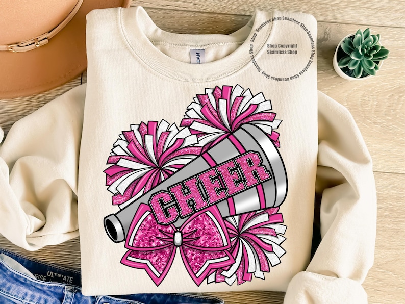Cheerleading Pom Poms, Pink Glitter Cheer PNG, Sublimation Download ...