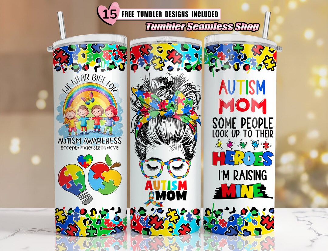 Autism Mom Tumbler Wrap 20oz Skinny Tumbler Autism Wrap PNG, Autism ...