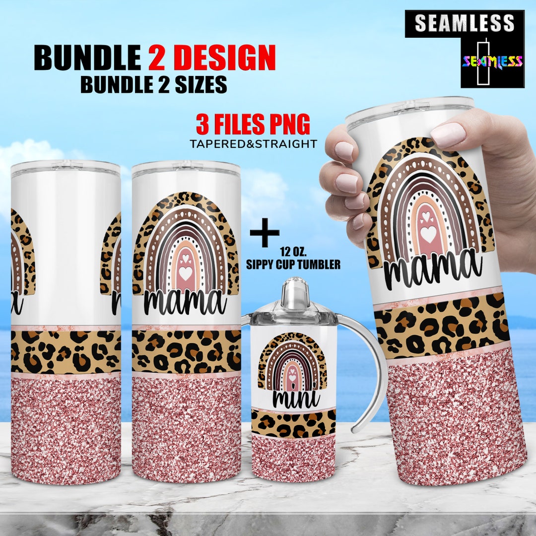 Mama Mini Leopard Boho Rainbow Tumbler Png Wrap Set | Sublimation ...