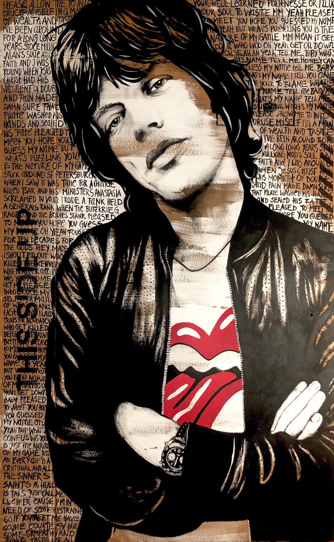 Mick Jagger / the Rolling Stones acrylic on Cardboard, Pop Art ...