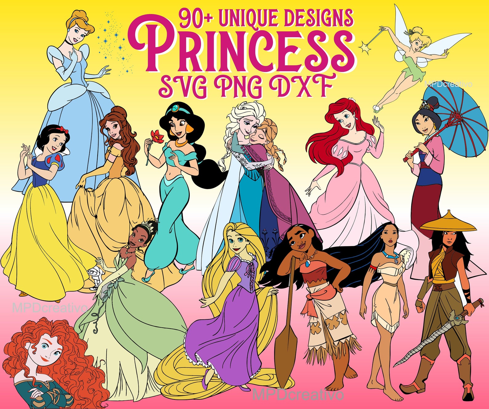Princesses Svg Png Dxf Princess Svg Ariel Svg Beauty Svg - Etsy