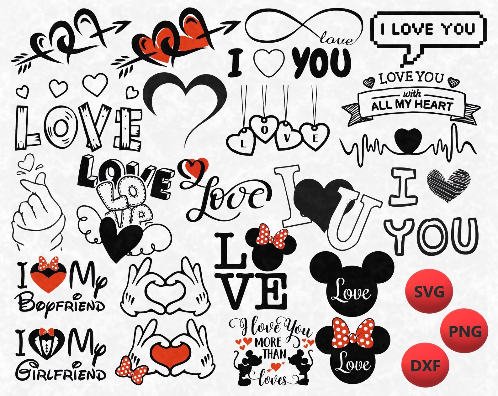 Love Svg Bundle 20 Love SVG Files for Cricut Silhouette - Etsy