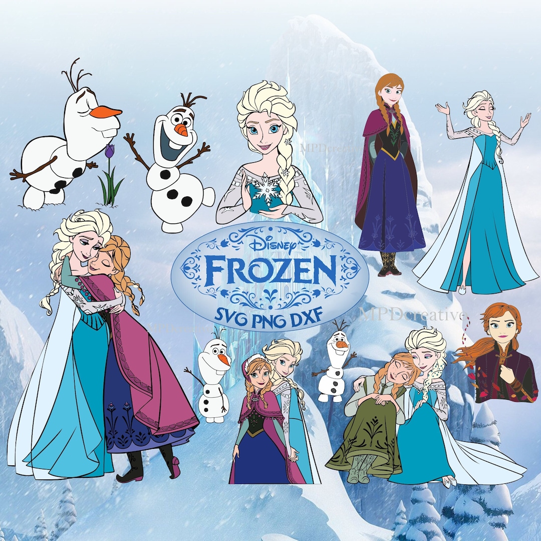 Frozen Clipart: 30+ Anna, Elsa SVG Png Dxf Bundle (digital Download) - Etsy
