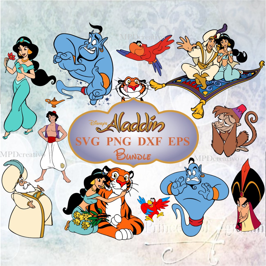 Aladdin Character SVG Bundle: Jasmine, Rajah, Jafar (digital Download ...