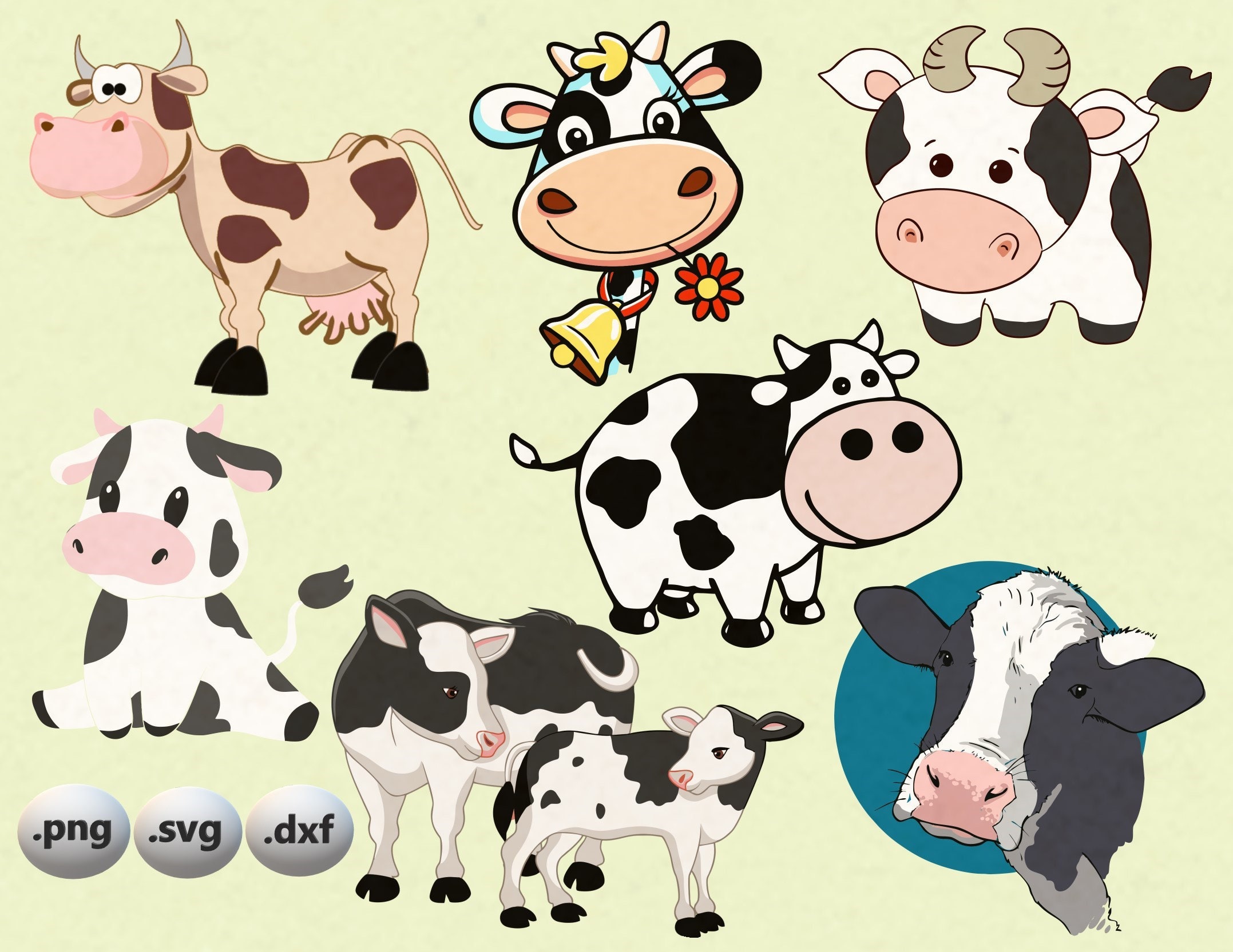 Cow svg Bundle, vaca svg, Clipart de vaca, dibujos animados de vaca ...