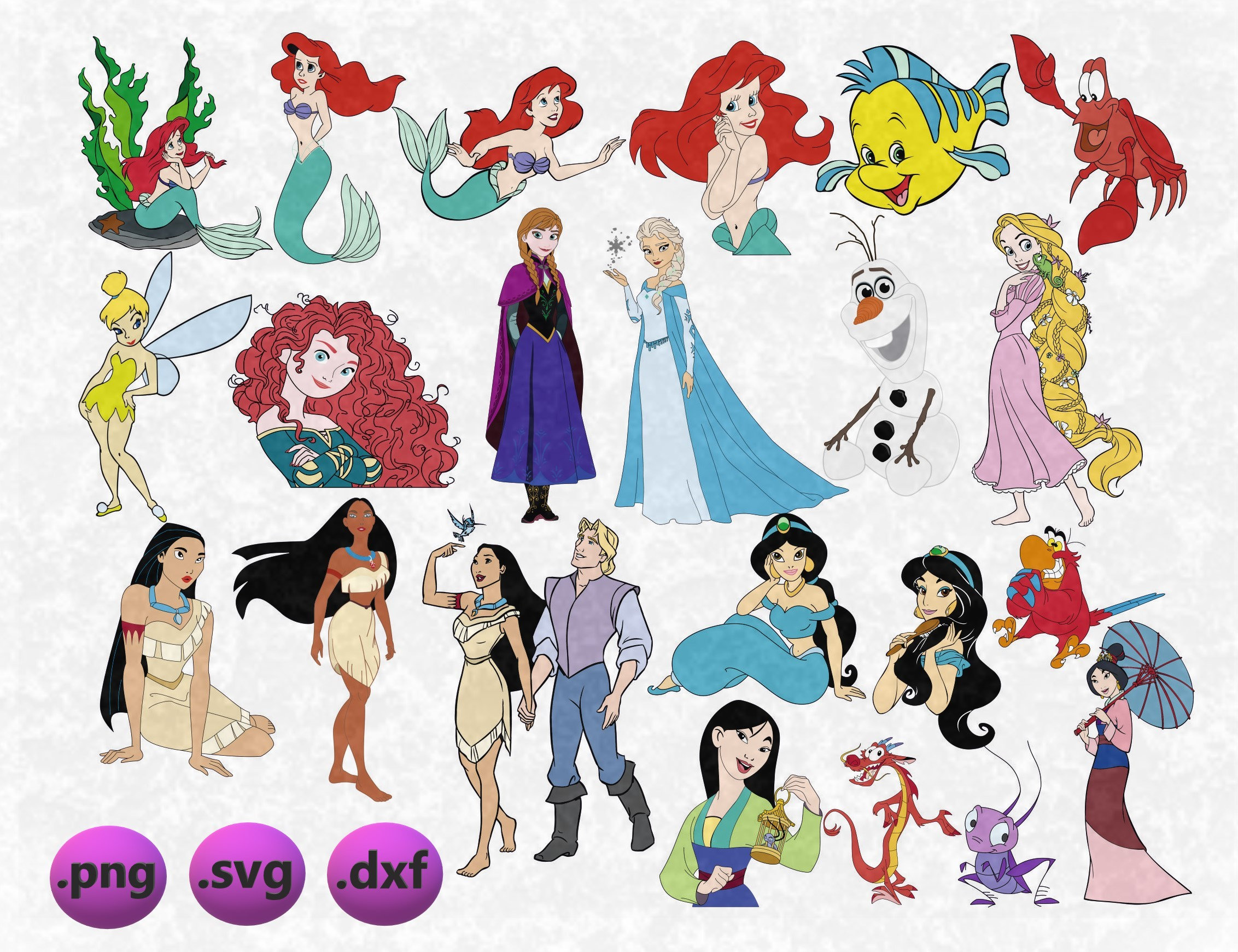 Disneyprincess Svg Bundle, Disneysvg, Princesses Svg, Frozensvg, Ariel ...